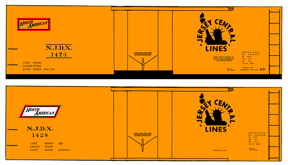 K4 HO Scale Decals Central Of New Jersey 40 Ft Steel Ice Reefer Black ...
