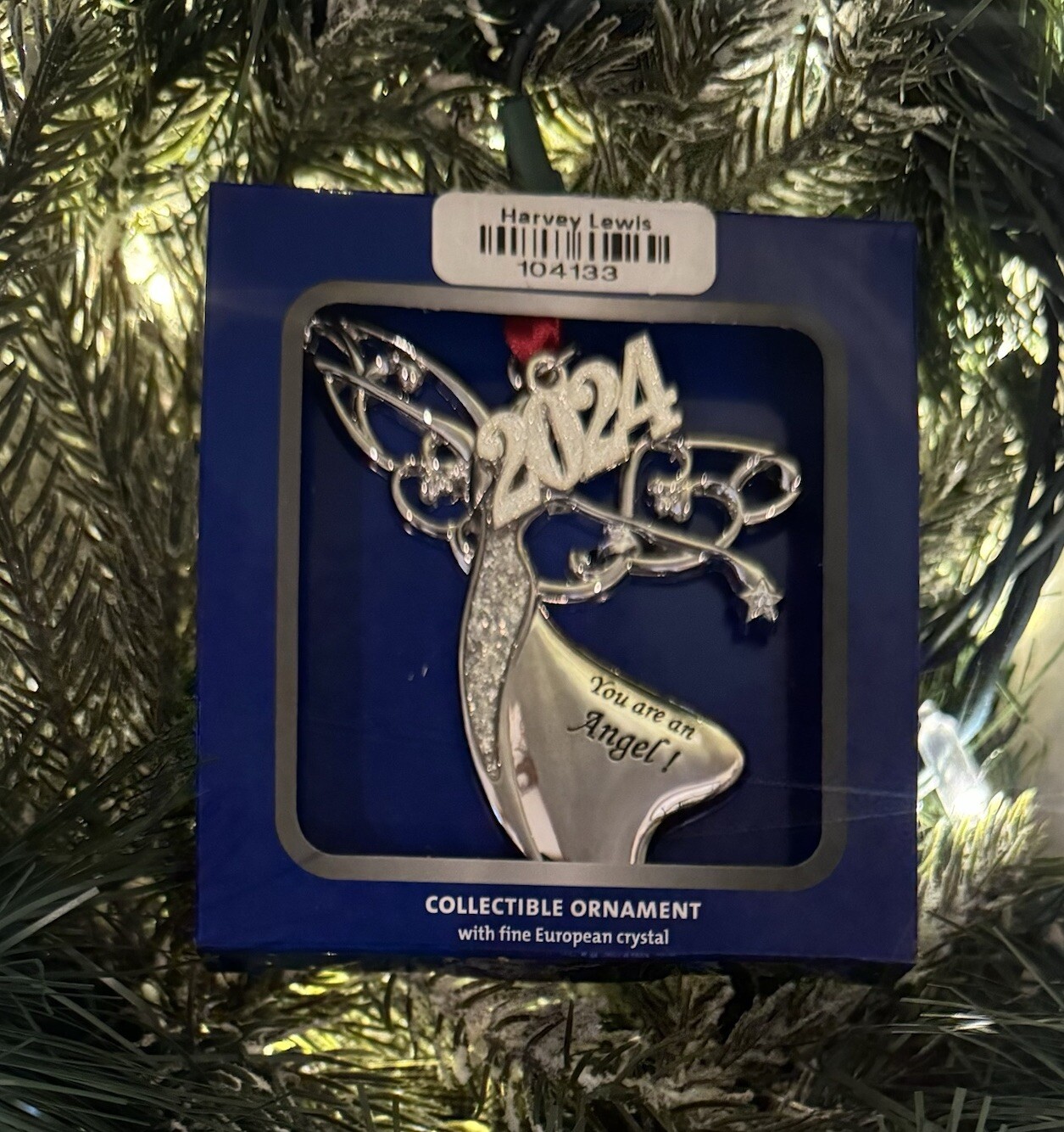 2024 Harvey Lewis Silver “You Are An Angel” Christmas Ornament w Fine ...