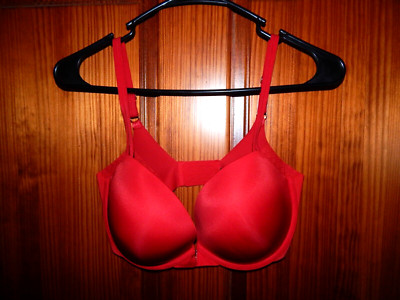 VICTORIA'S SECRET RED PUSHUP BRA, UNDERWIRE, HEAVY PADDING, SIZE 34 DD ...