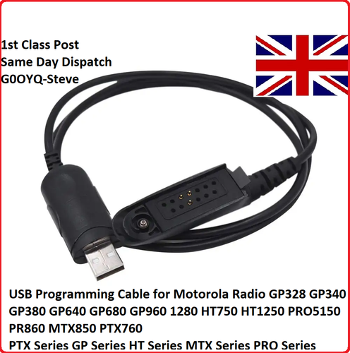 USB Programming Cable Motorola GP320 GP340 GP360 GP380 GP640 GP650 ...