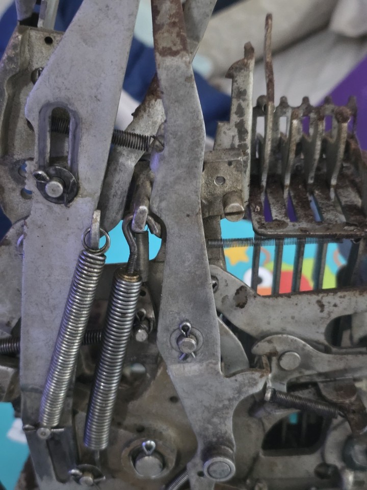 Antique Slot Machine Parts - 50 cent parts dirt and rust visible..clock ...