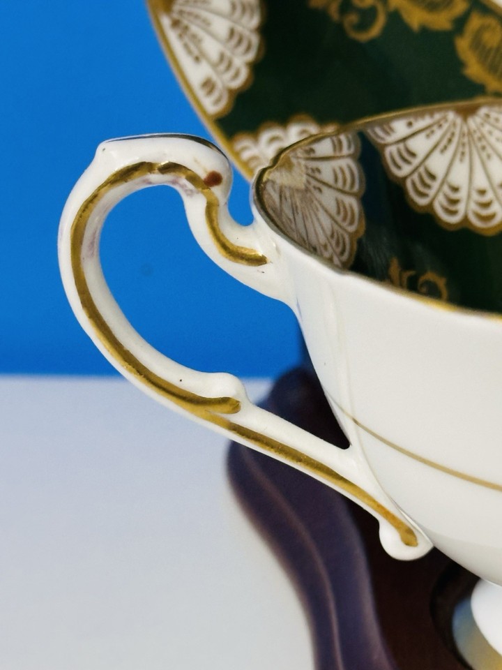 Paragon Bone China Footed Teacup & Saucer Fans w/Gold Accents Dark ...