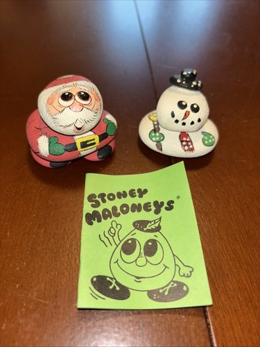 Vintage 70s Stoney Maloneys Santa And Snowman Set Of 2 1.5” Tall 2 ...