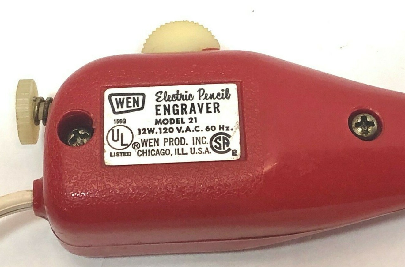 Vintage Wen Electric Pencil Engraver Model 21 12W 120V 60Hz Made In ...