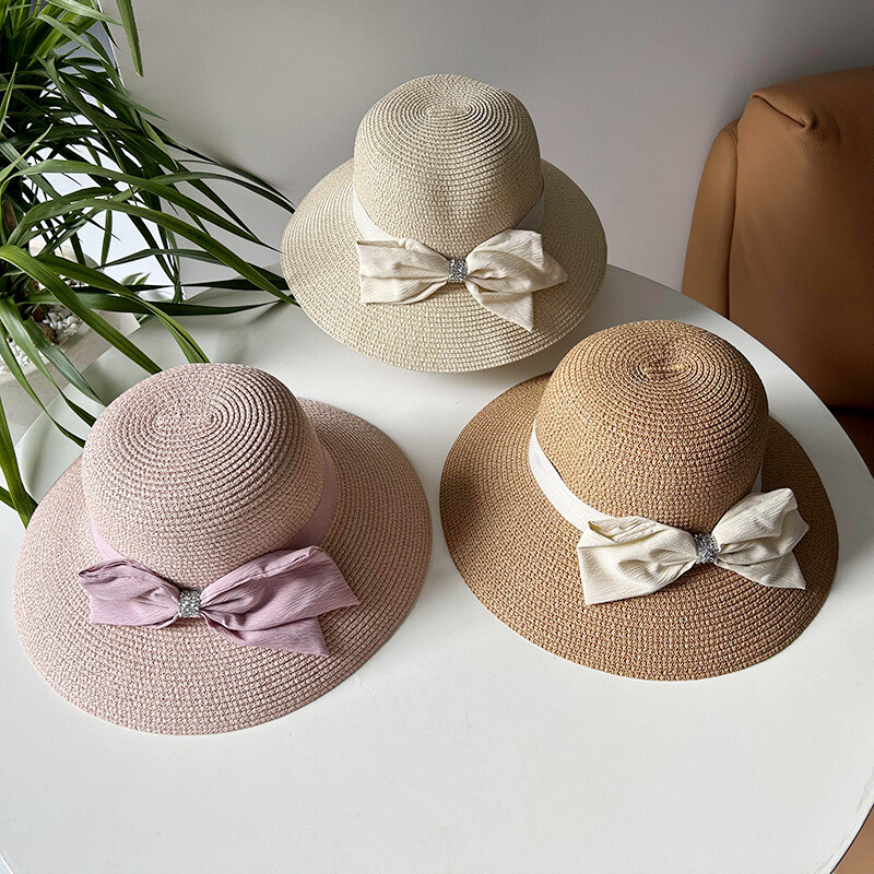 Chic Round Top Wide Brim Sun Hat For Women Japanese Style Bowknot ...