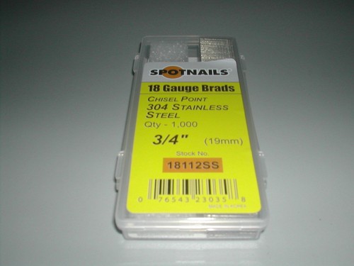 Spotnails 18112SS -18 Gauge 3/4" STAINLESS STEEL Brad Nails (1,000 ...