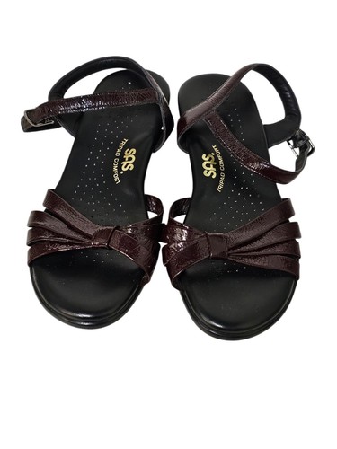 SAS Strappy Quarter Strap Wedge Sandal PATENT Brown 6WW | eBay