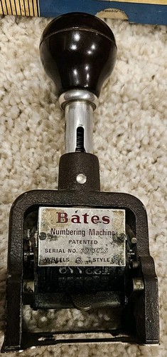 Rare Vintage Bates Numbering Machine Standard Movement 6 Wheels Style E ...