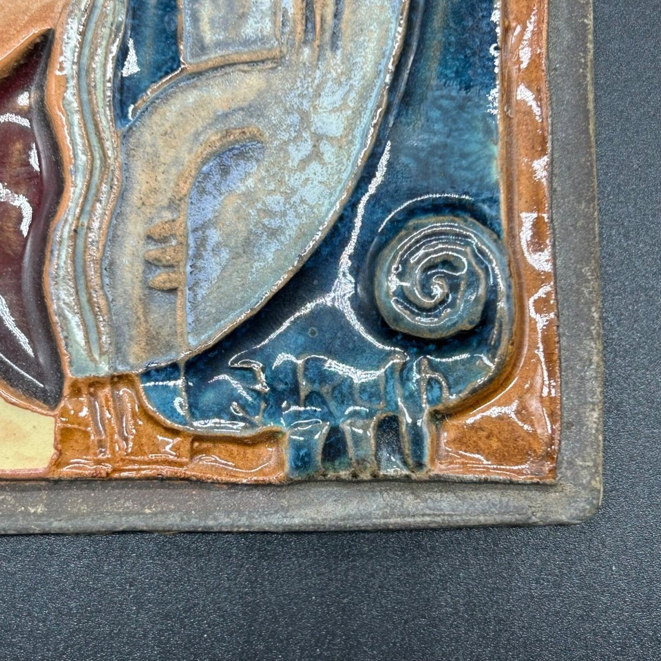 Ruth Faktor Ceramic Tile Art Plaque Wall Hanging Signed Woman Harp Ruth ...