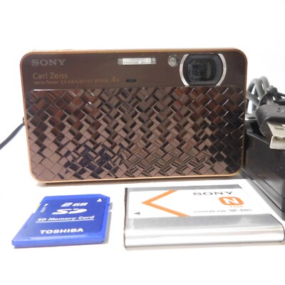 SONY Cyber Shot DSC-T99D Brown Camera w/Battery Charger SD card ...