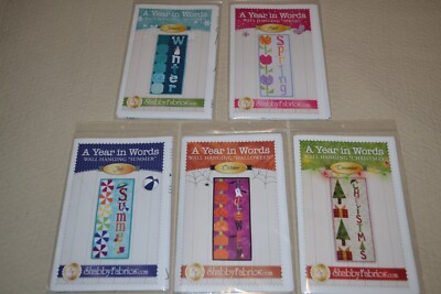 Set of 5 quilt patterns - A Year In Words wall hangings by Shabby ...