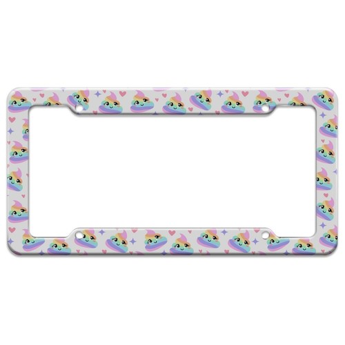 Cute Rainbow Poop Pattern License Plate Tag Frame | eBay