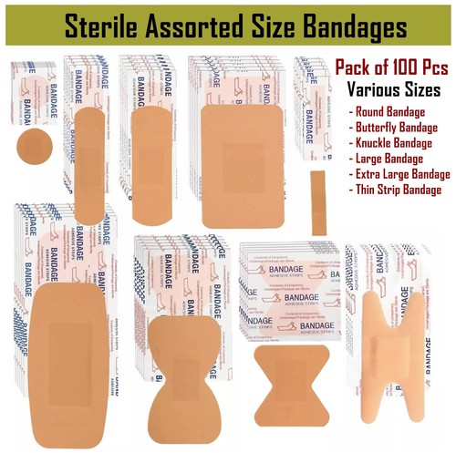 100 Sterile Assorted Size Bandages Survival Kit First Aid Kit Strip | eBay