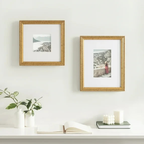 8x8 Matted for 4x4 Beaded Gold Decorative Tabletop Picture Frame,Gold ...