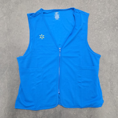 Walmart Employee Vest Blue Zip-Up With Embroidered Spark Logo & Pockets ...