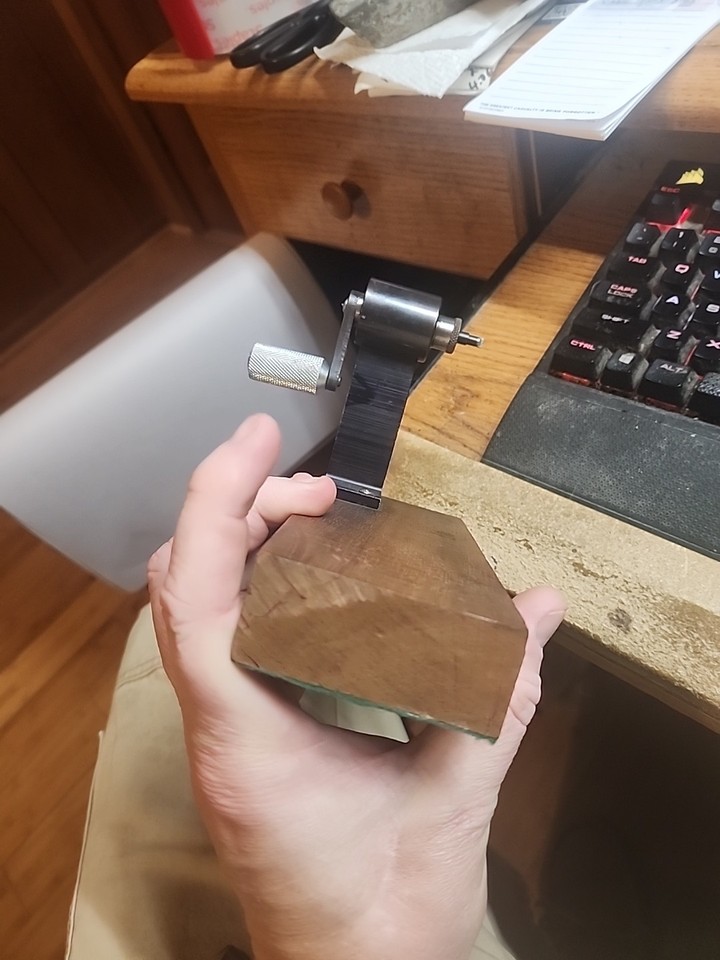 Vintage Primer Pocket Cleaner Reamer Tool on Wooden Base Hand Cranked ...