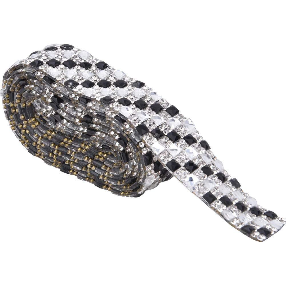 Oumefar 1yard Multicolor Crystal Glass Rhinestone Chain Hotfix Ribbon ...