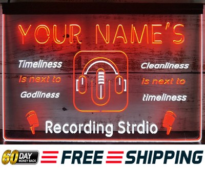 Custom Name Personalized LED Neon Light Sign Recording Studio Bar Wall ...