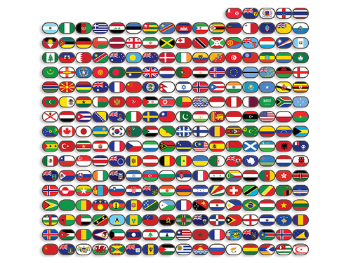1 inch Wide OVAL: Sheet of 256 Countries WORLD Flag Stickers (scrapbook ...