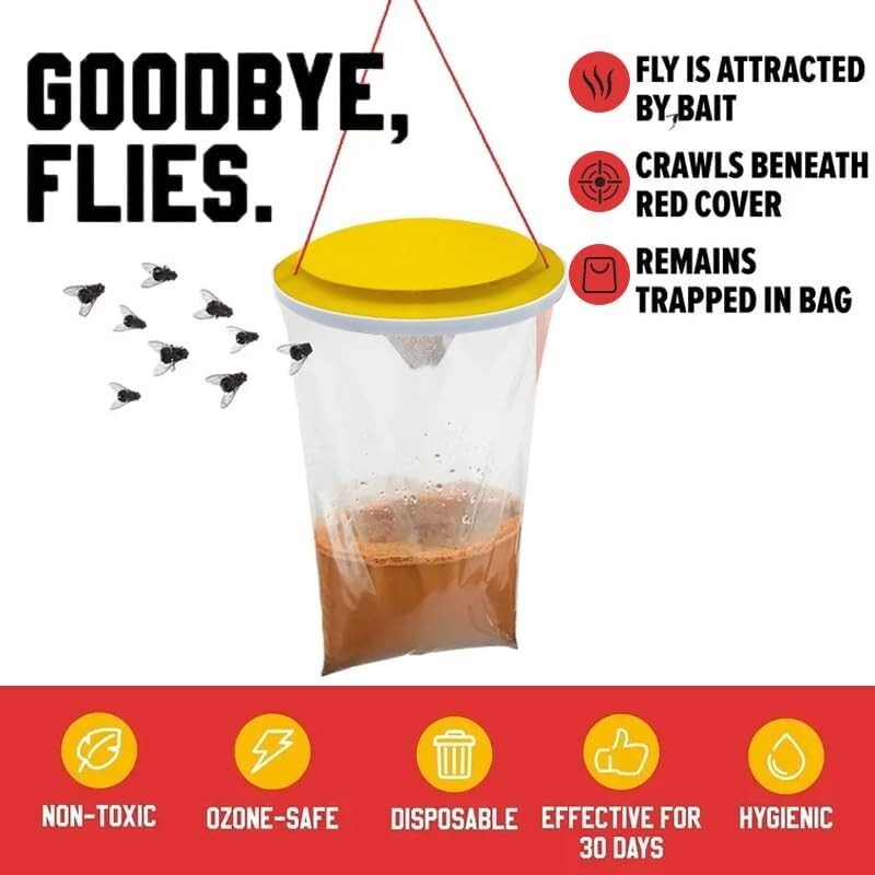 Fly Trap Outdoor Hanging Fly Catcher,Disposable Ranch Fly Trap Catcher ...