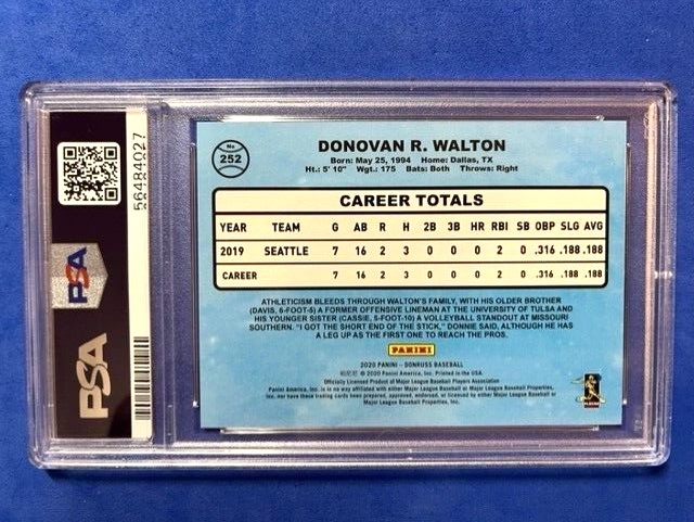 Donnie Walton 2020 Panini Donruss Season Stat Line RC /316 PSA 10 ...