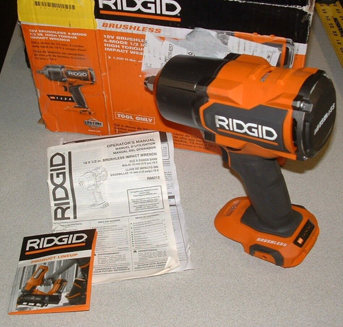 RIDGID R86212 B 18V 1/2" IMPACT WRENCH HIGH TORQUE BRUSHLESS 4 MODE W ...
