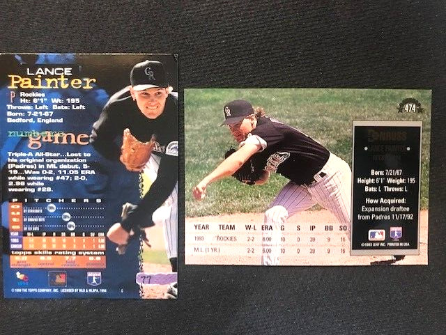 MLB - Lance Painter 1994 Topps Stadium Club ML Debut & 1994 Donruss ...