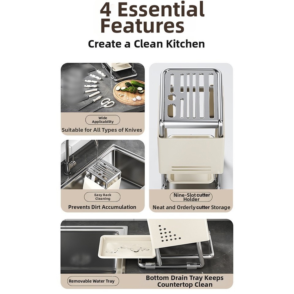 Cutter Block 9-Slot Slimline Stain-resistant Carbon Steel Slim Profile ...