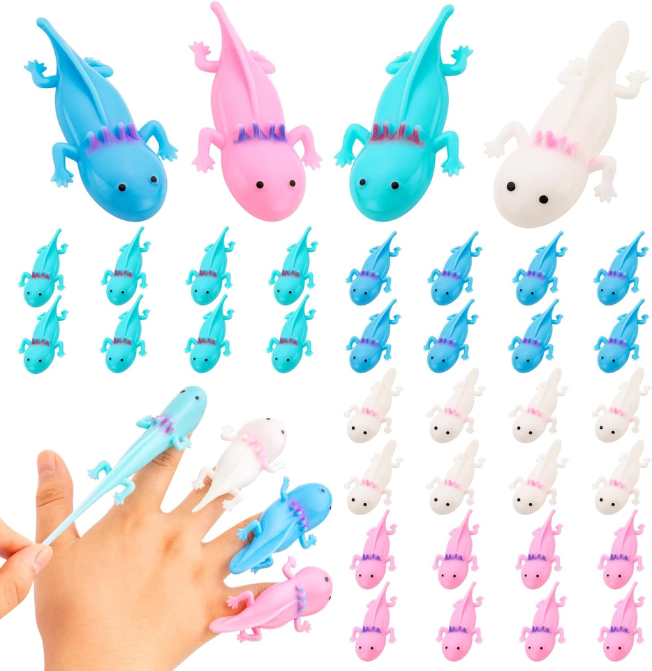 32PCS Axolotl Rubber Toy Bulk Cute Axolotl Finger Slingshot Novelty Toy ...