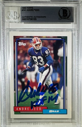 Andre Reed auto inscribed Topps 1992 #741 Buffalo Bills BAS Encap | eBay