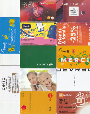 ## LOT n° 54 / 12 cartes cdx divers ## Carte cadeau GIFT CARD - (France ...