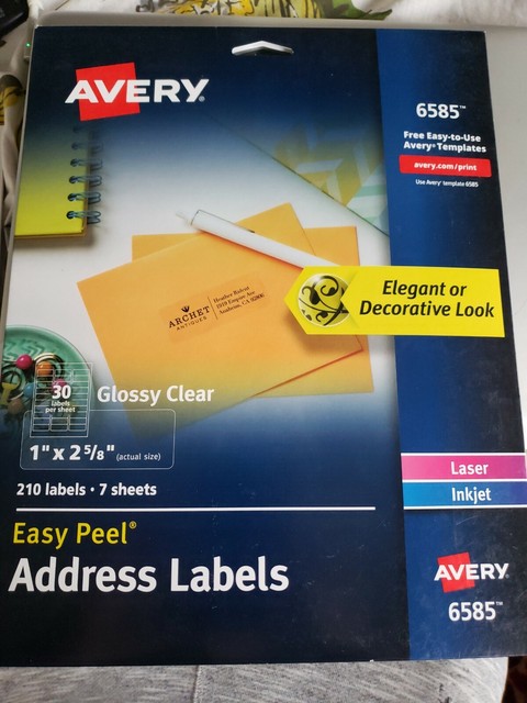 Avery 6585 Easy Peel Address Labels 1" X 2 5/8" Label 420 Total for ...
