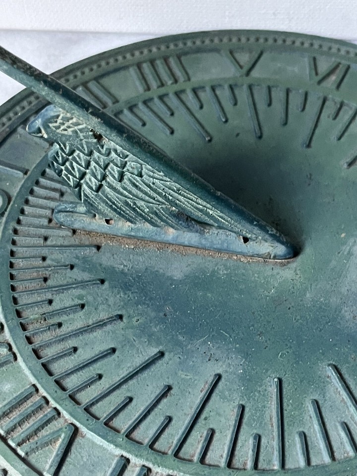 Brass Sun Dial with Hummingbird and Eagle Vintage Green Iron | eBay