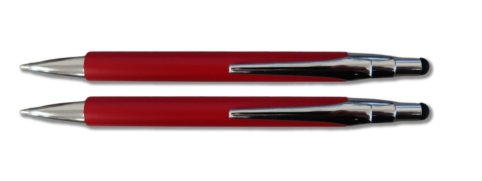 Set Of 2 Red Ballpoint Pens Black Ink With Stylus Tip New In Box | eBay