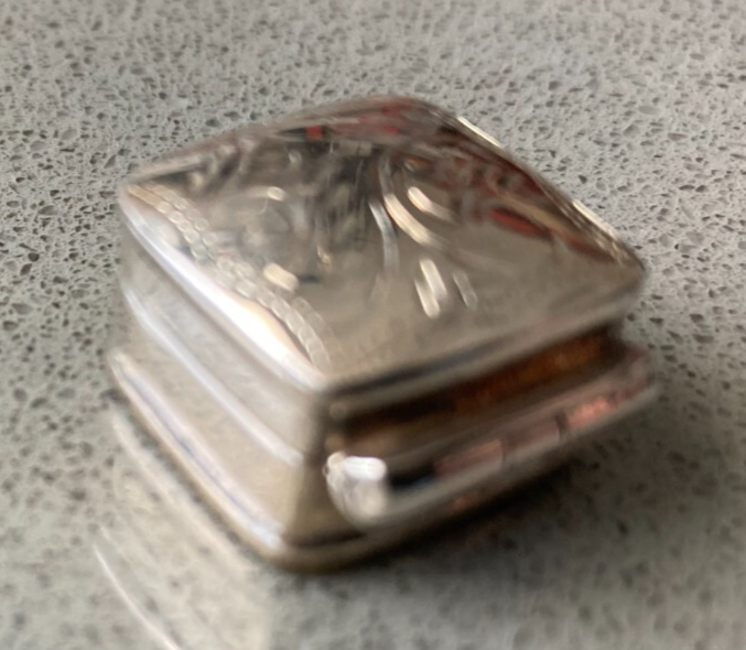 Sterling silver small square engraved pill box | eBay