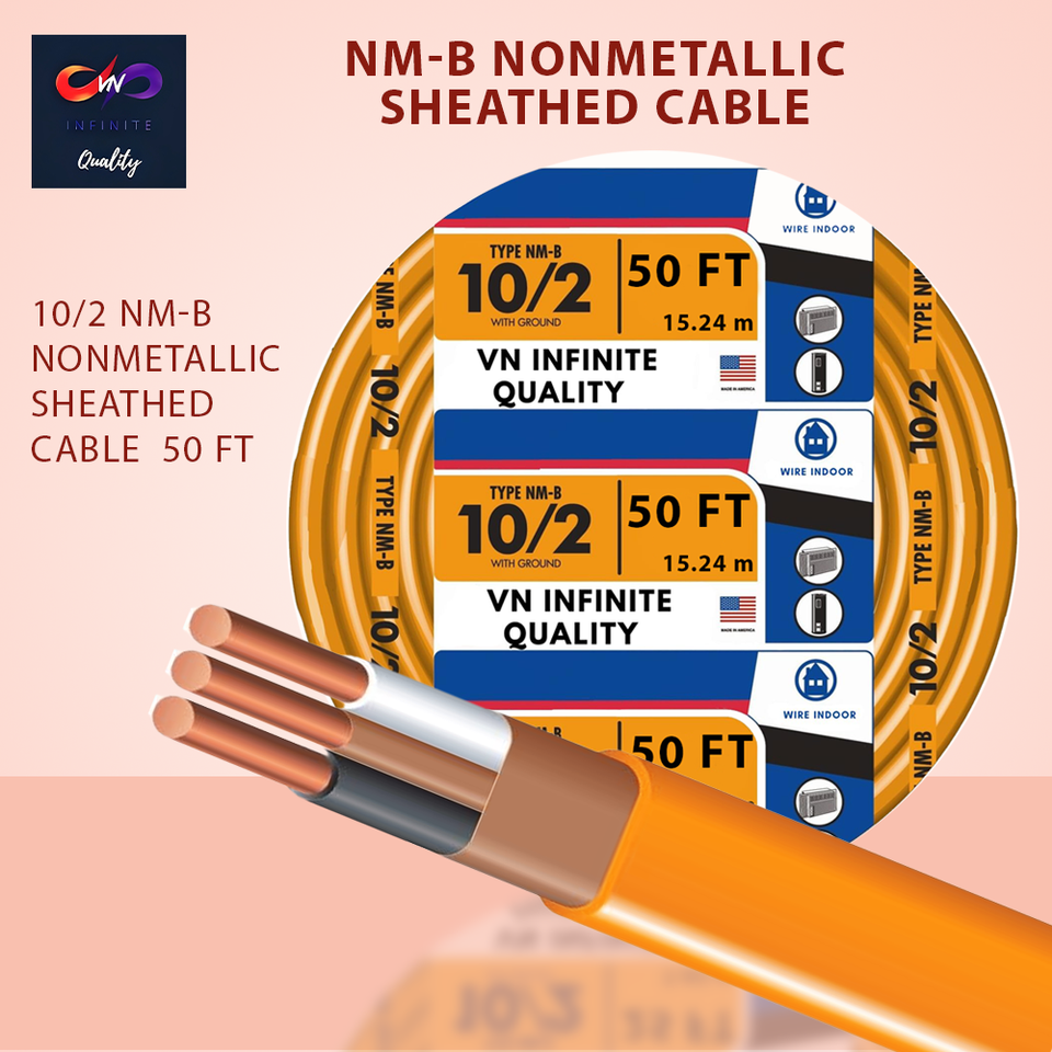 Solid Indoor 10/2 W/G NMB Cable Non-Metallic Residential Indoor Wire ...