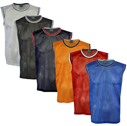 Men’s Sleeveless Mesh Airtex Vest Gym Top Summer Tipping Trim M L XL ...