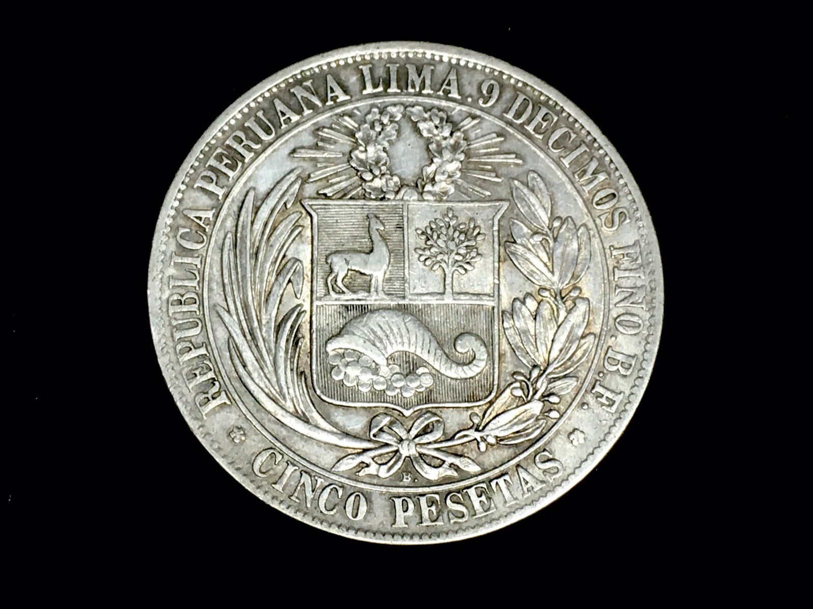 REPUBLICA PERUANA CINCO PESETAS PLATA 1880 LIMA B. | eBay