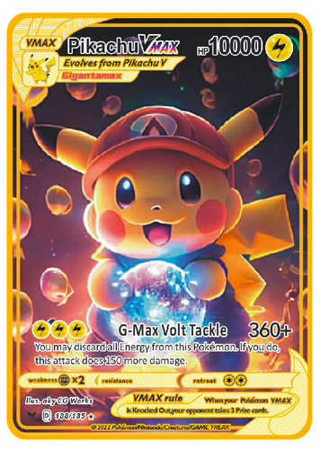 POKEMON MARIO PIKACHU METAL COLLECTABLE CARDS 10000HP VMAX FunArt new ...