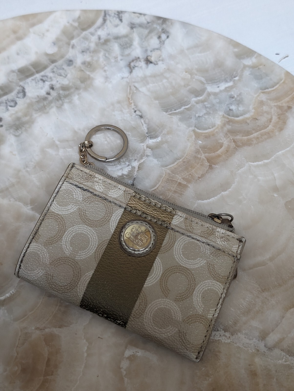 Vintage Coach Signature Coin Wallet with Keyring - Be… - Gem