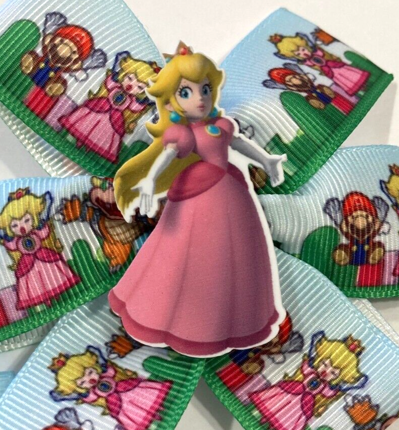 Beautiful Princess Peach inspired set of pigtail hair bows for girls ...