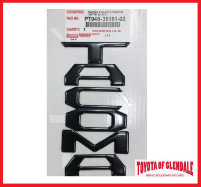 2016-2023 TOYOTA TACOMA RAISED FLAT BLACK TAILGATE EMBLEMS INSERT ...