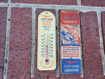 NOS Fleet-Wing Thermometer & Original Box Kennedy Bros Oil Co. Corsica ...