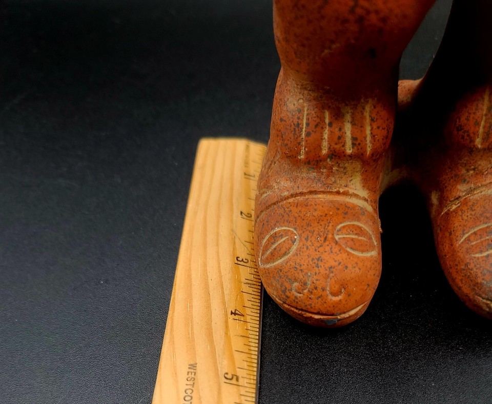 Vintage Terracotta Mexican Pottery Mayan Clay Figure Man Walking Stick ...