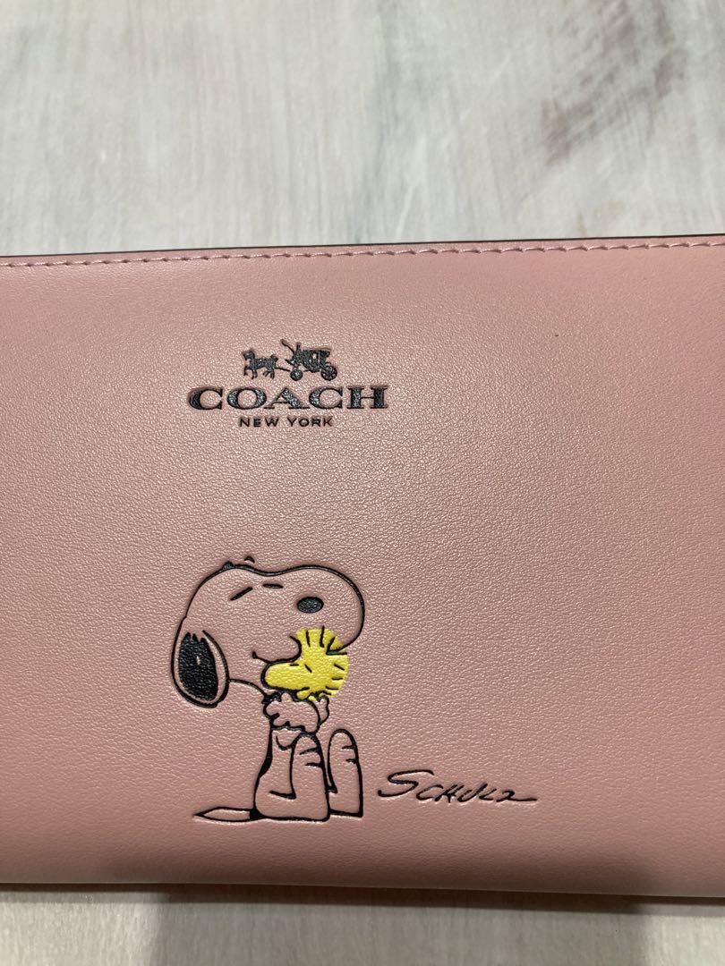 Coach x Peanuts Wallet Snoopy Woodstock Light Pink Leather Zip Long | eBay