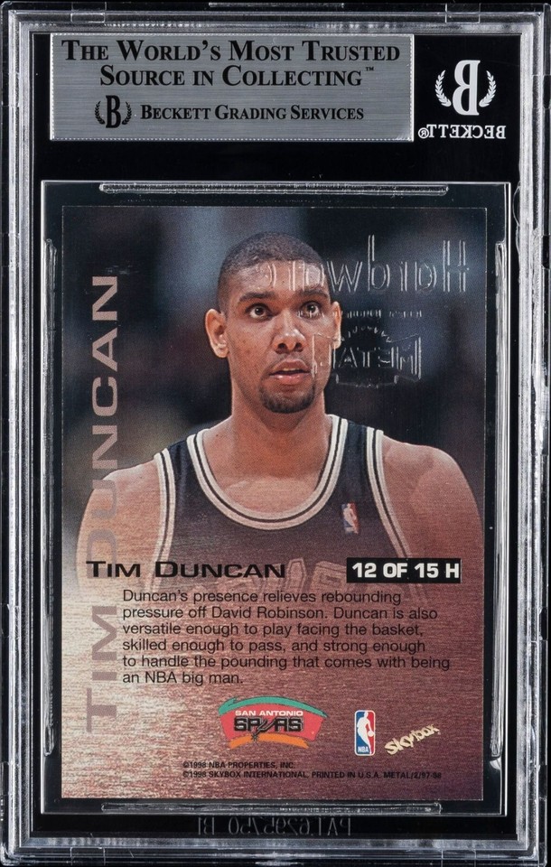 1997 Metal Universe Championship Hardware #12 Tim Duncan Rookie BGS 9 ...