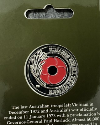Vietnam Red Poppy Coin Remembrance Day Anzac War Australia Card SALE ...