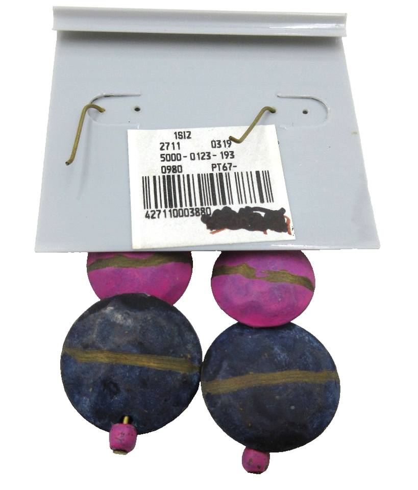 CATHERINE'S round Purple blue gold tone pair dangle drop long climber ...
