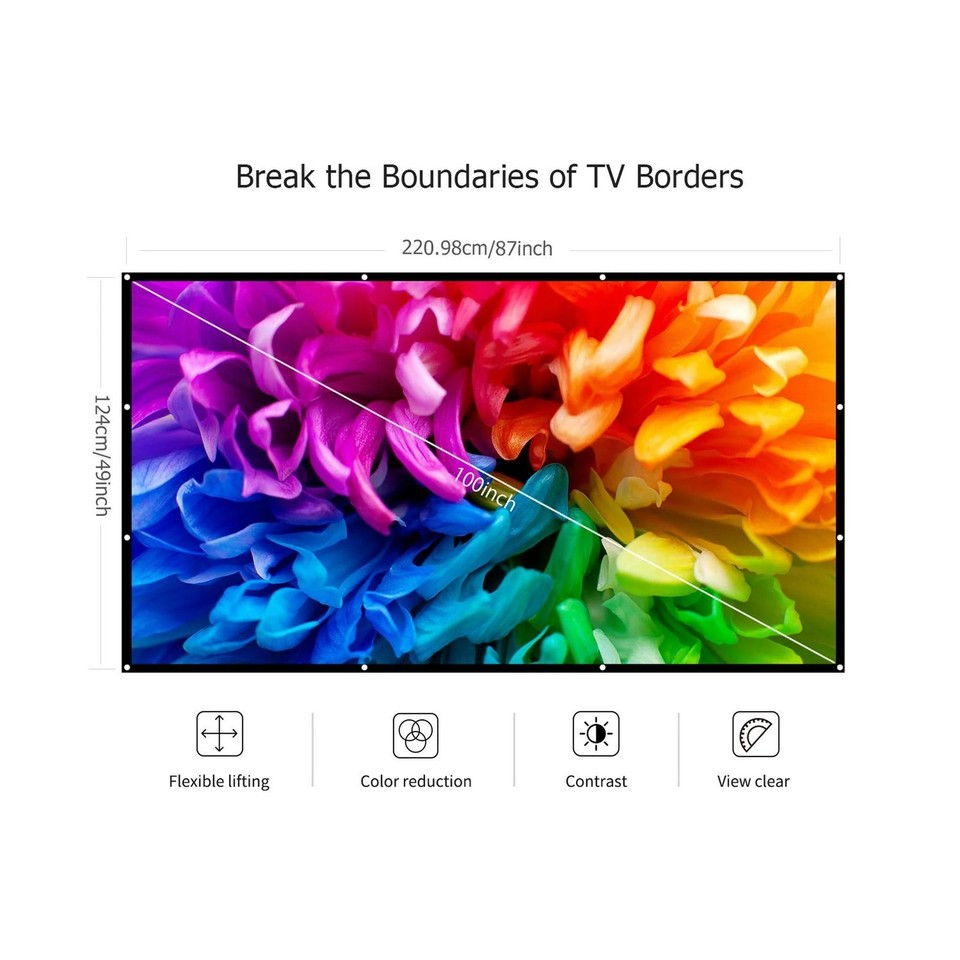 VANKYO 100" Extra Thick HD Projector Screen 16:9 Home 4K Movie Theater ...
