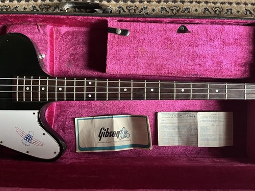 1977 Black Gibson Thunderbird Bicentennial Bass Guitar. With Original ...